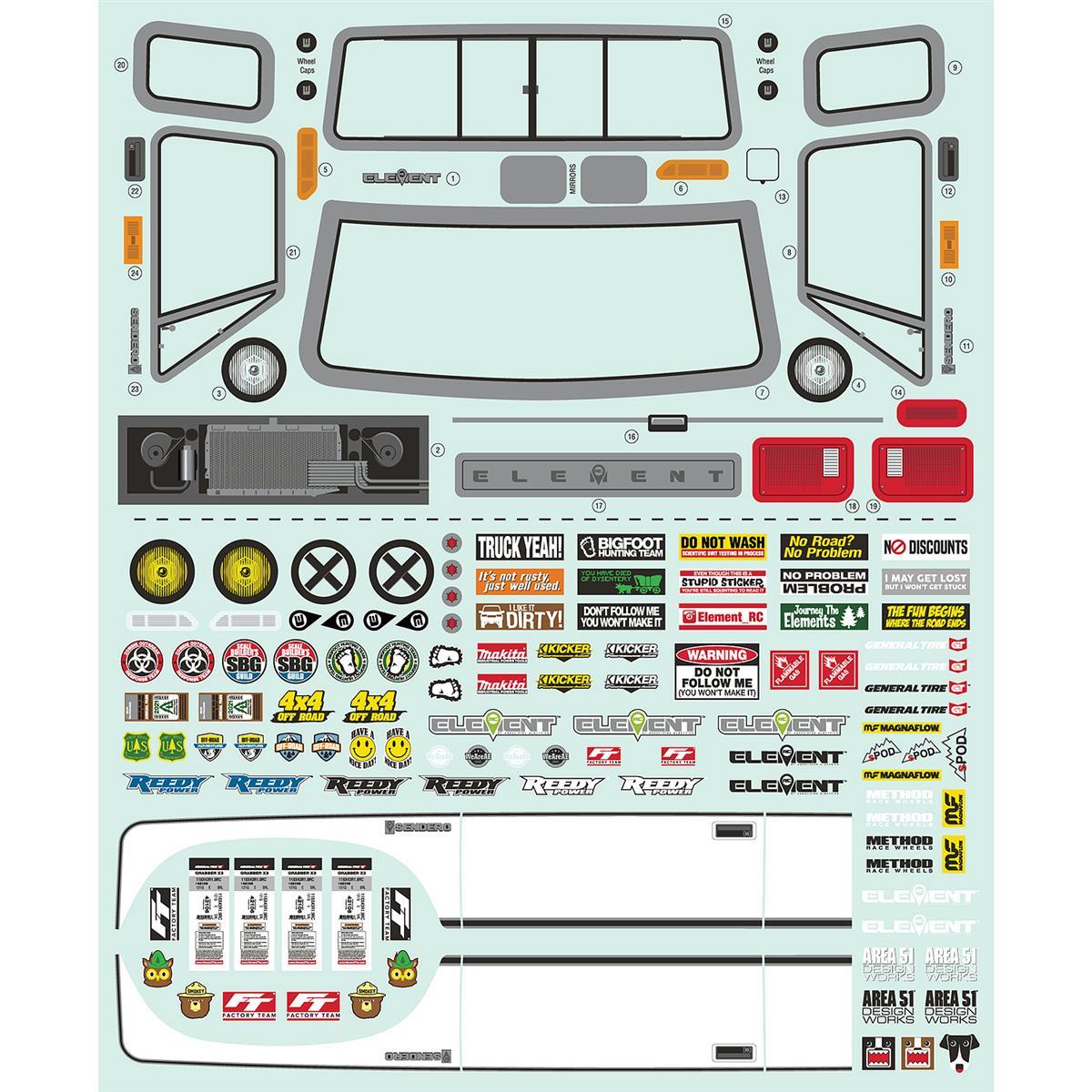 Element RC Sendero HD Decal Sheet | Element RC | Ersatzteile | HK-Modellbau